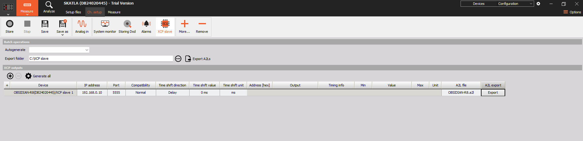 Xcp Slave > Device Modules > Liste Des Voies De Sortie > Configuration ...