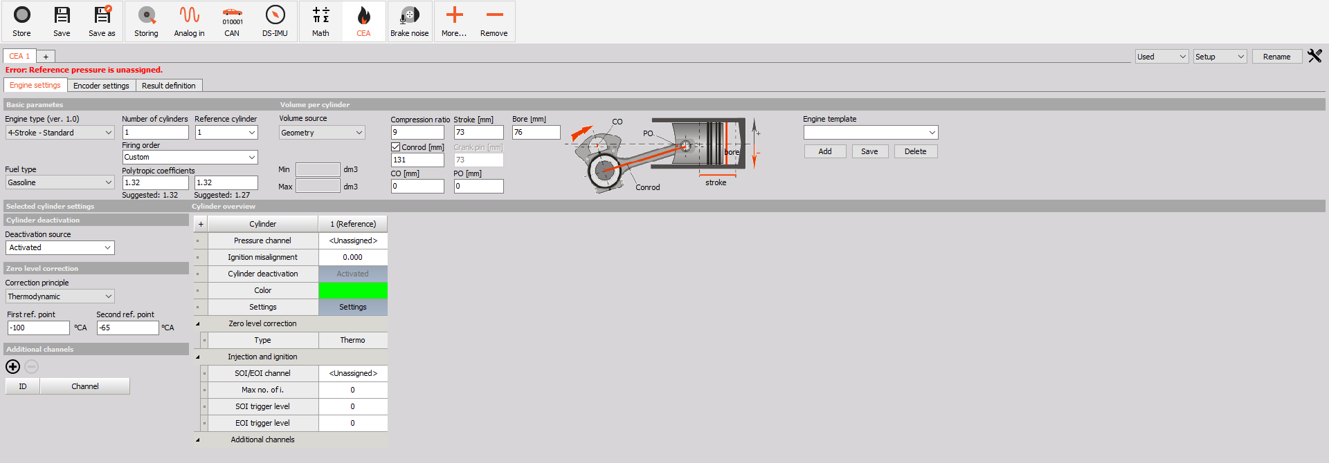 Combustion Engine Analysis > Machinery Diagnostics > Modules > Setup ...