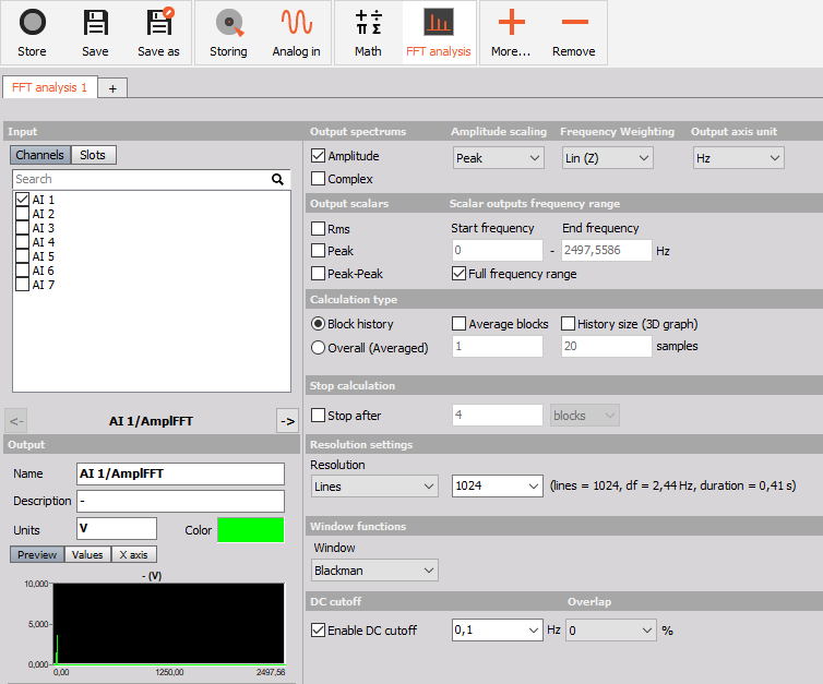 Fft Analyser > Frequency Domain Analysis > Modules > Setup | Dewesoft X Manual EN