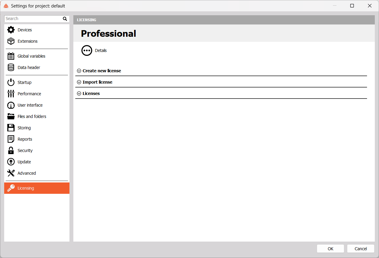 Licensing > Settings > Options | Dewesoft X Manual EN